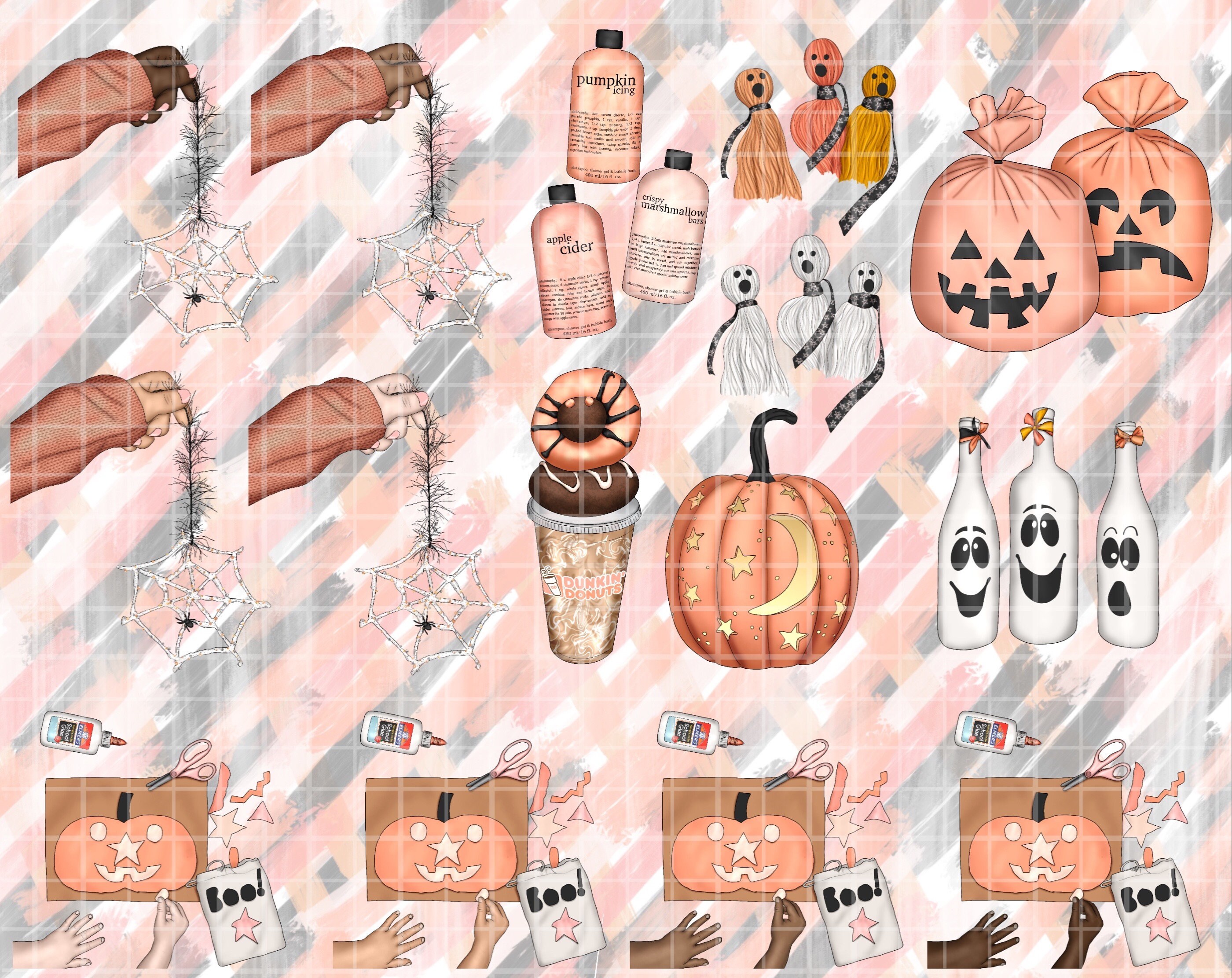 PASTEL BOHO SPOOKS Clipart Boho Halloween Clipart Modern - Etsy