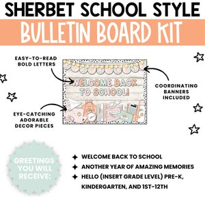 Retro Back to School Bulletin Board Decor, Rainbow Classroom Decor ...