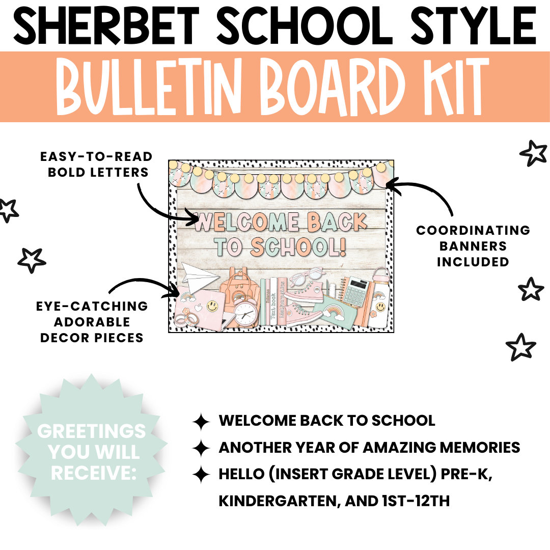 Retro Back to School Bulletin Board Decor, Rainbow Classroom Decor ...