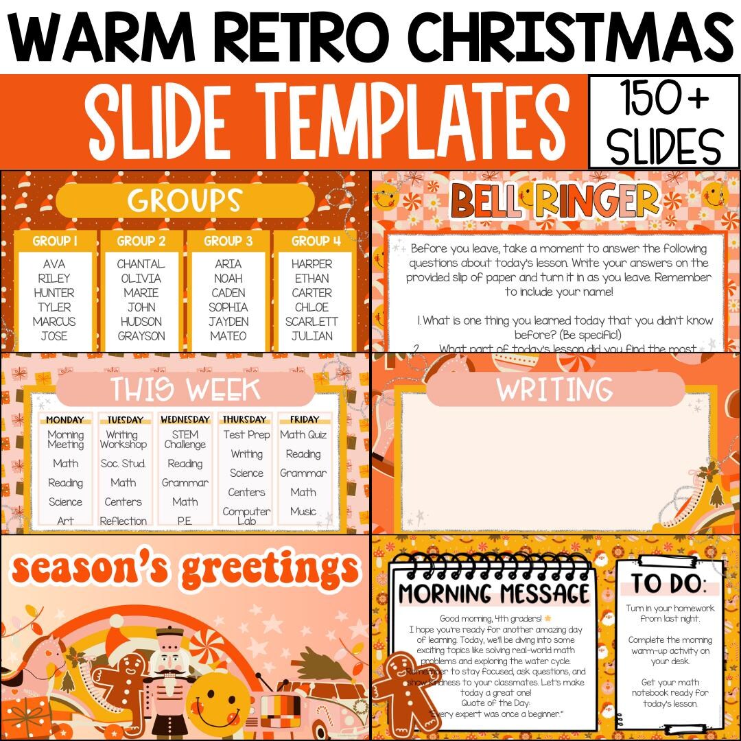 Retro Christmas Slide Templates for Classroom, Groovy Slides Templates ...