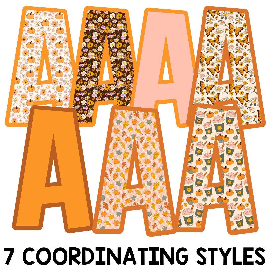 Groovy Retro Fall Bulletin Board Letters, Letter Clipart, Printable ...