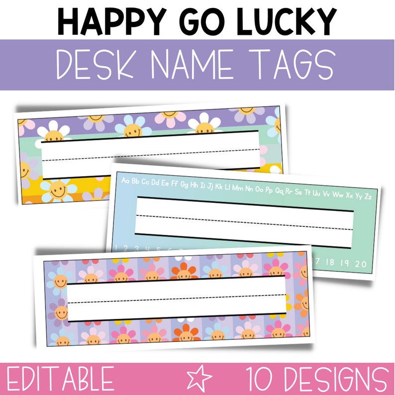 Editable Desk Name Tags for Students Retro Desk Name Plates - Etsy