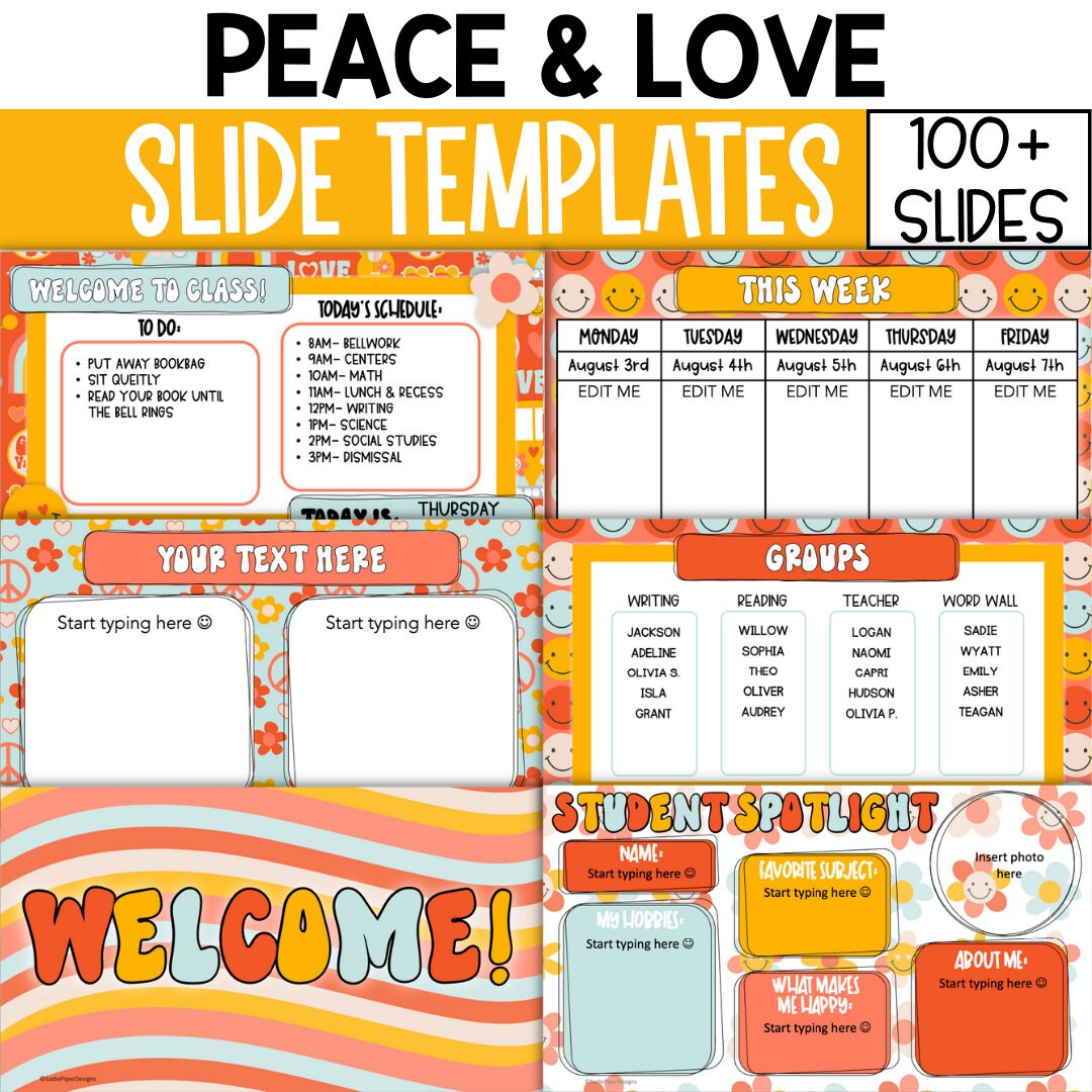 Retro Groovy Slide Templates for Classroom, Disco Slides Templates ...