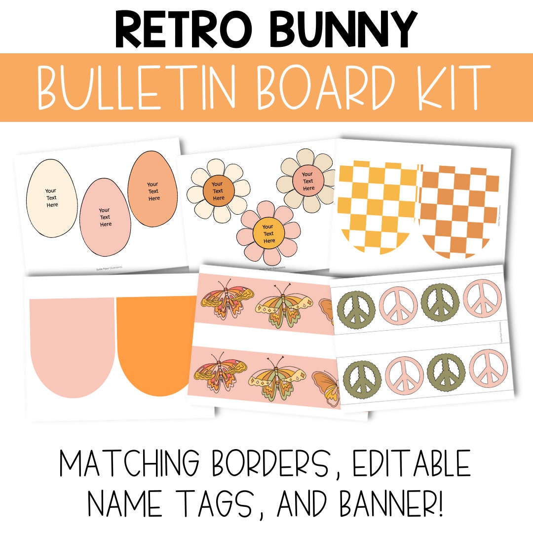 Groovy RETRO BUNNY Bulletin Board Kit Spring Bulletin Board - Etsy