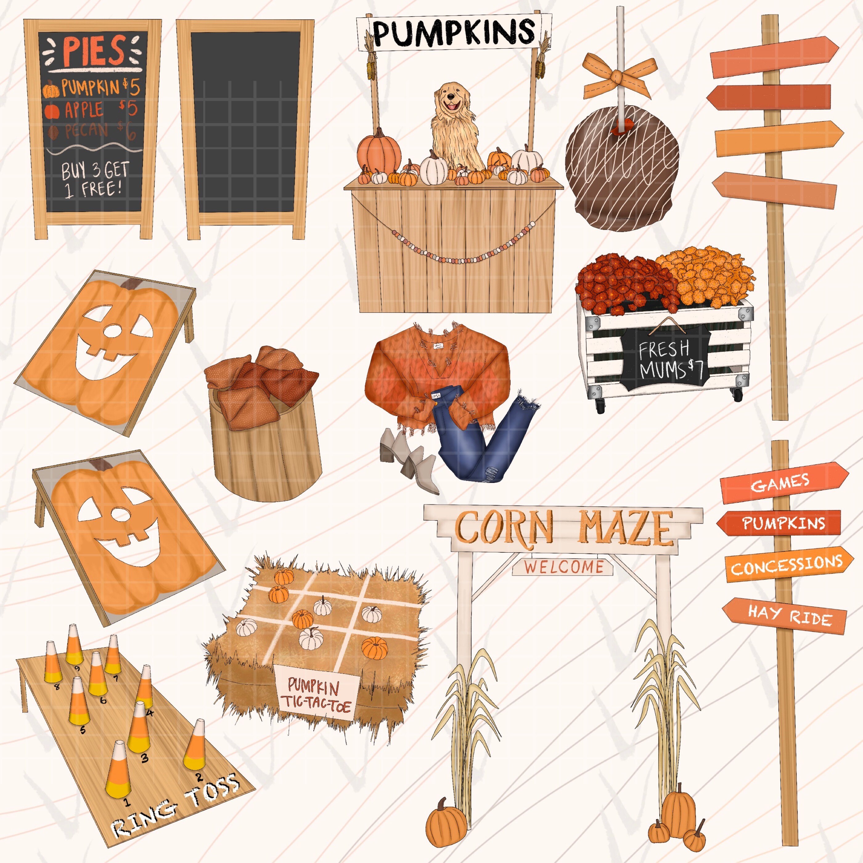 FALL FESTIVAL Clipart Autumn Clipart Clipart for Planner | Etsy