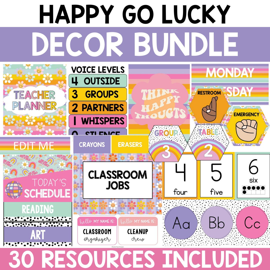 Retro Groovy Classroom Decor, Rainbow Classroom Decor, Bright Colorful ...