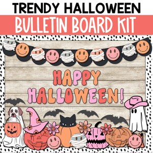 Groovy Halloween Bulletin Board Decor, Retro Halloween Bulletin Board ...