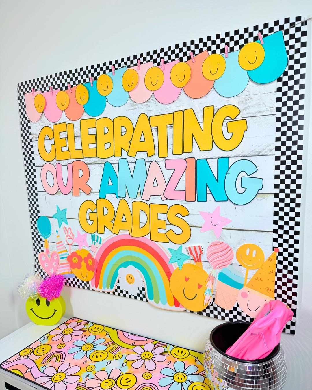 100 Days of School Bulletin Board Celebration Classroom Decor Groovy ...