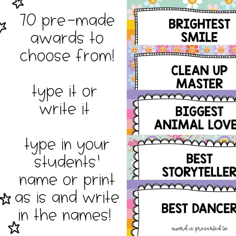 Superlative Awards for End of the Year Award Certificates for - Etsy