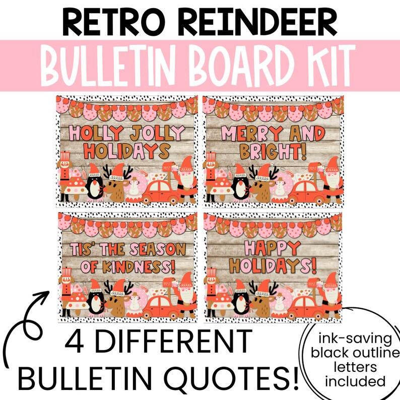 Retro Boho Christmas Bulletin Board Decor, Retro Christmas Bulletin ...