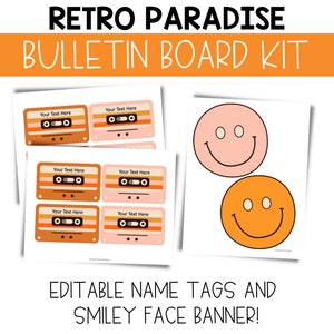 Retro Paradise Summer Bulletin Board Decor, Boho Retro Classroom Decor ...