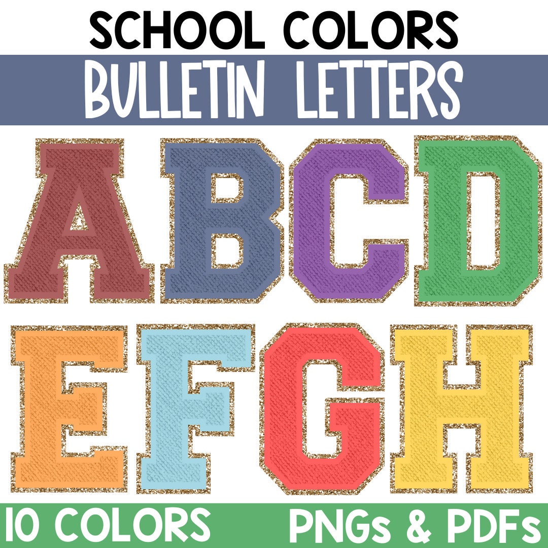 Retro Varsity Bulletin Board Letters, Letter Clipart, Printable ...