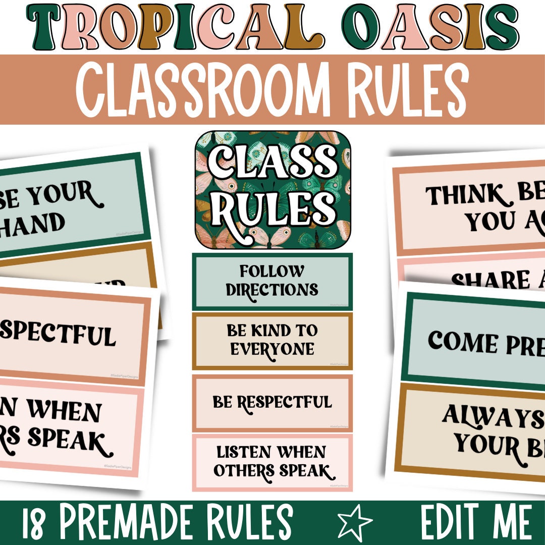 Tropical Classroom Rules Display, Tropical Classroom Management Tools ...