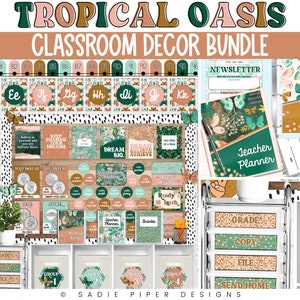 Printable Tropical Classroom Decor Set, Plant Themed Classroom ...