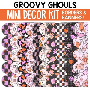 Groovy Halloween Bulletin Board Decor, Retro Halloween Bulletin Board ...