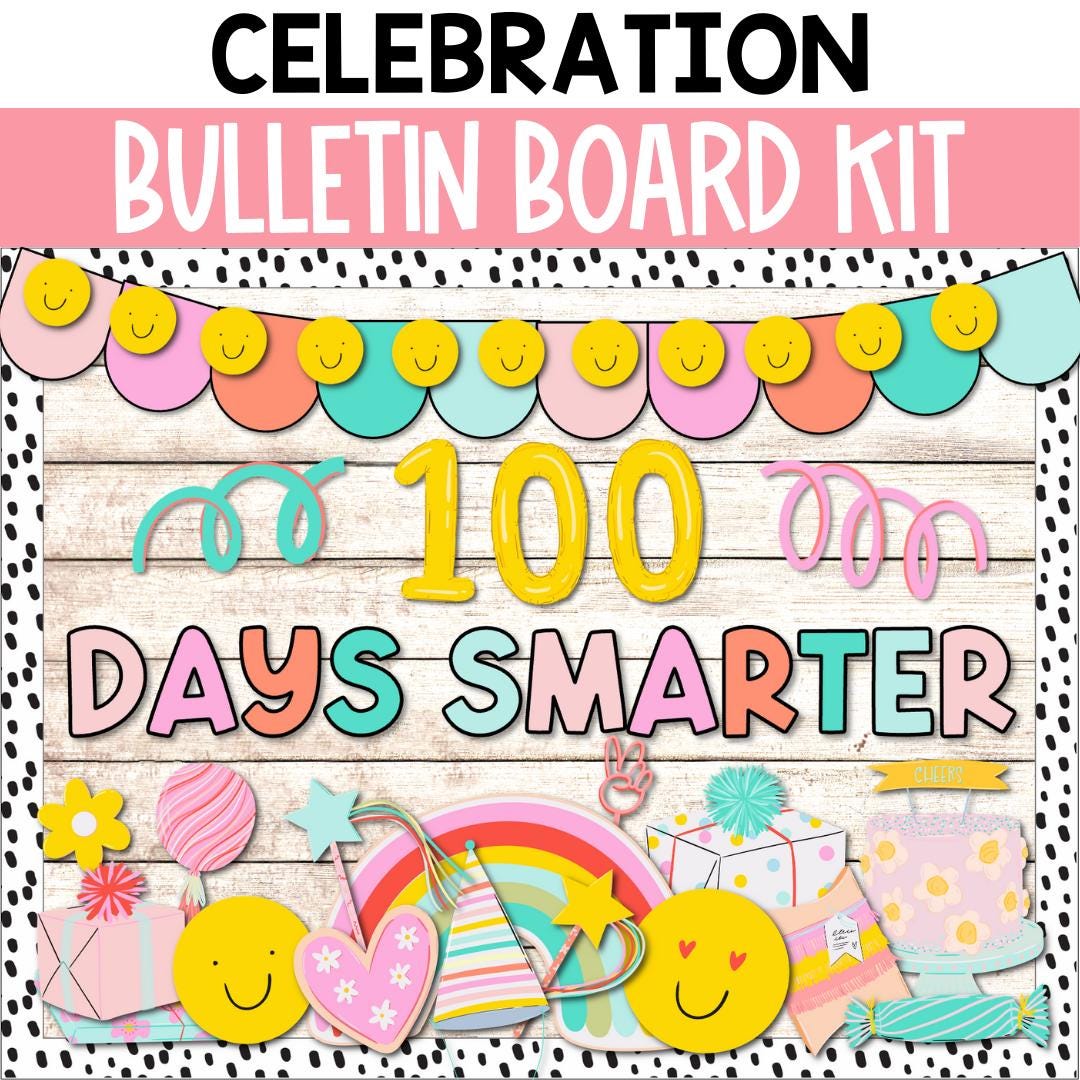 100 Days of School Bulletin Board Celebration Classroom Decor Groovy ...