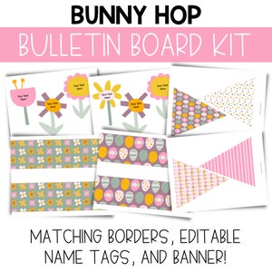 BUNNY HOP Easter Bulletin Board Kit, Spring Bulletin Board Kit ...