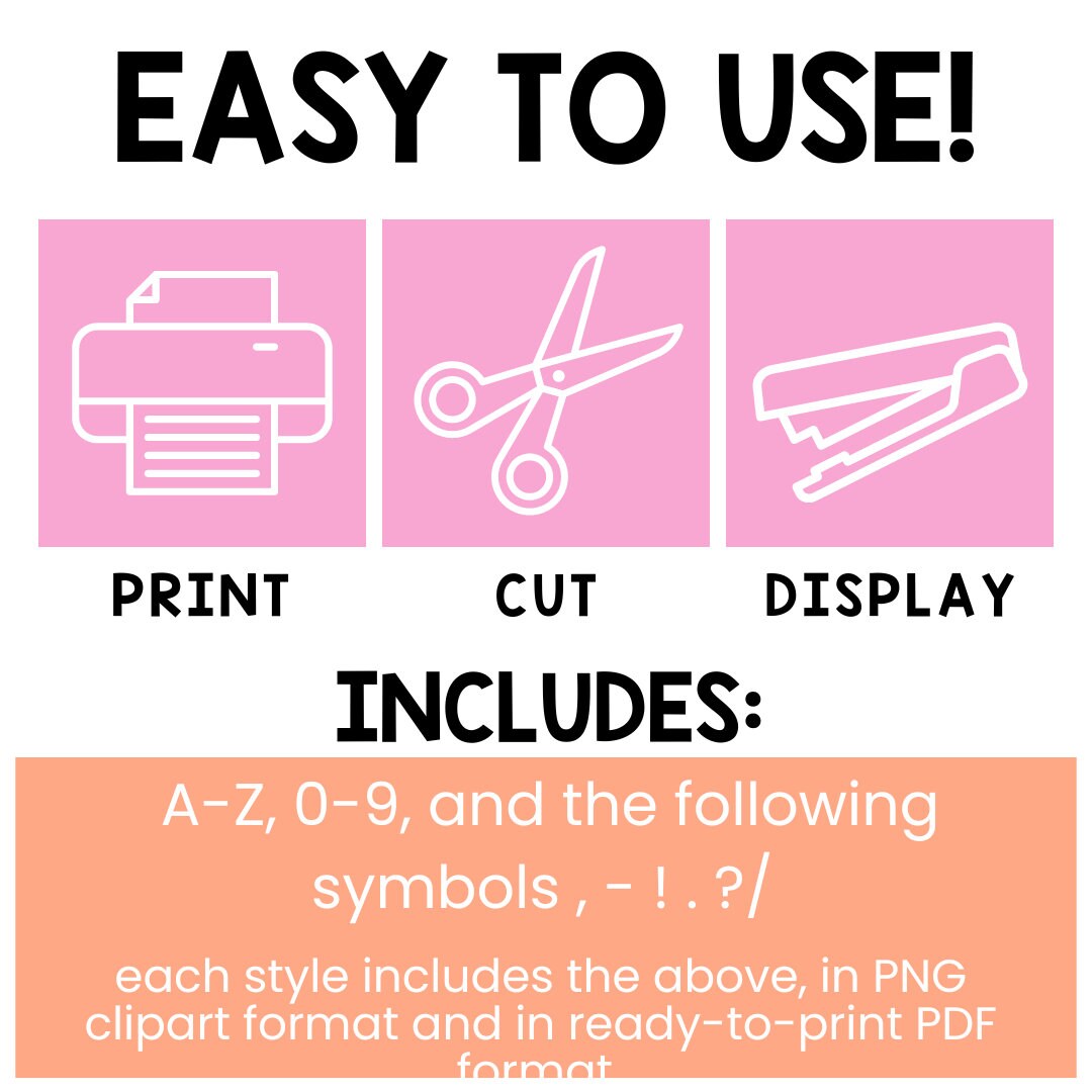 Preppy Retro Varsity Bulletin Board Letters Letter Clipart - Etsy