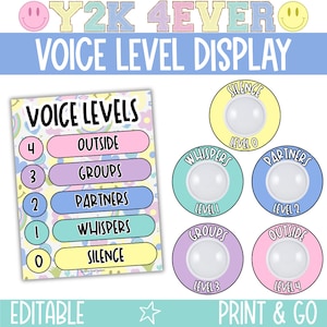 Editable Voice Level Posters, Retro Voice Level Poster, Retro Classroom ...