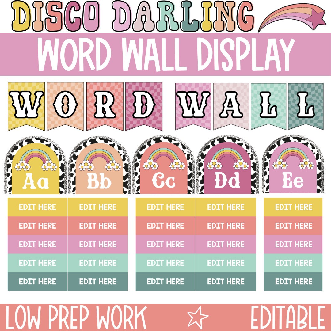 Retro Word Wall Display, Western Word Wall Display, Printable Word Wall ...