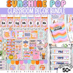 Retro Groovy Y2K Classroom Decor MEGA Bundle, Rainbow Bright Classroom ...