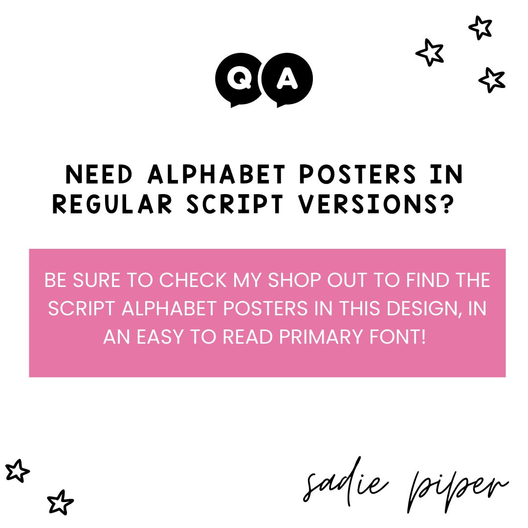 Cursive Alphabet Posters for the Classroom Elementary School - Etsy UK