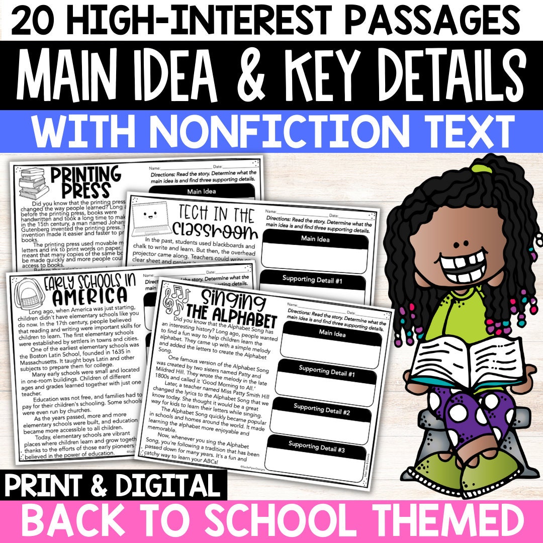 Main Idea Graphic Organizer Nonfiction