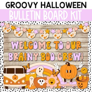 Groovy Halloween Bulletin Board Decor, Retro Halloween Bulletin Board ...