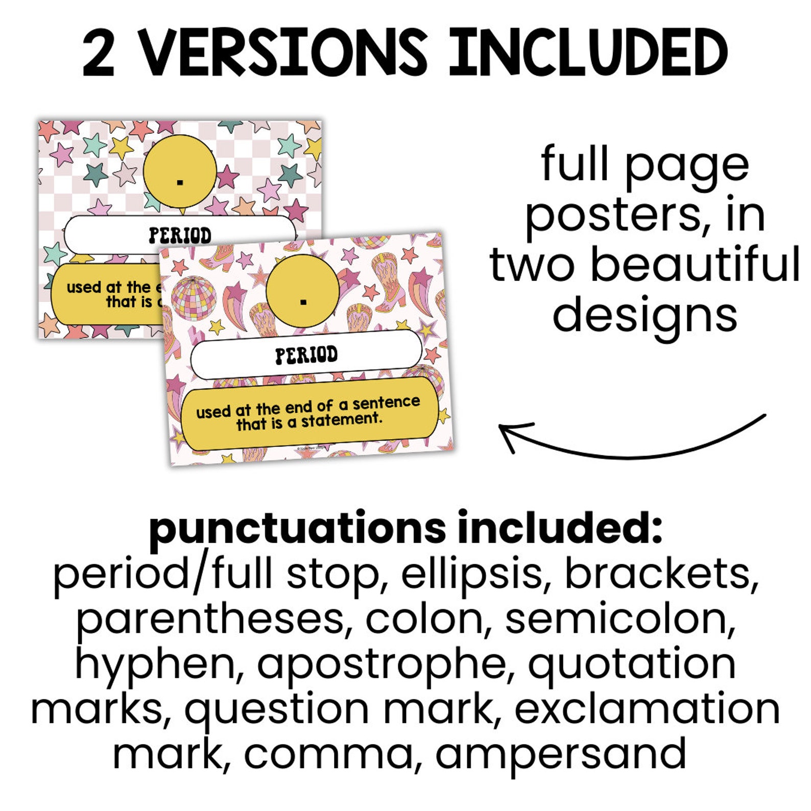 Punctuation Posters, English Posters, ELA Educational Posters, Language ...
