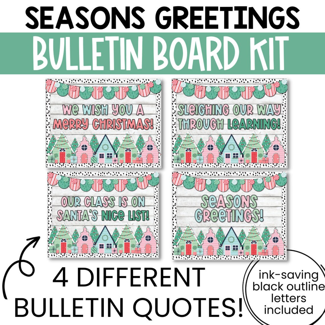 Christmas Bulletin Board Decor, Retro Christmas Bulletin Board, Winter ...