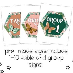 Editable Group and Table Signs, Tropical Classroom Management Tools ...