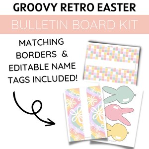 Groovy Retro Easter Bulletin Board Kit, Spring Bulletin Board Kit ...
