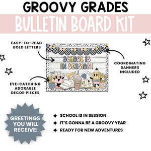 Retro Back to School Bulletin Board Decor, Rainbow Classroom Decor ...