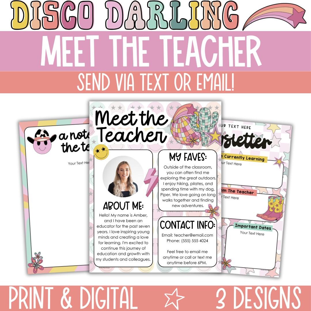 Retro Groovy Meet the Teacher Templates, Editable Meet the Teacher ...
