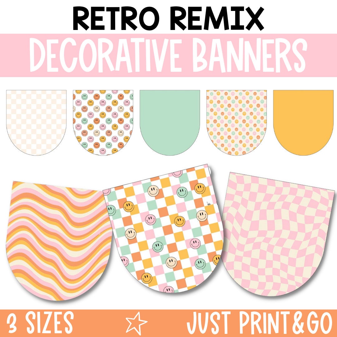 Bulletin Board Bunting, Decorative Banners for Classroom, Retro Groovy ...