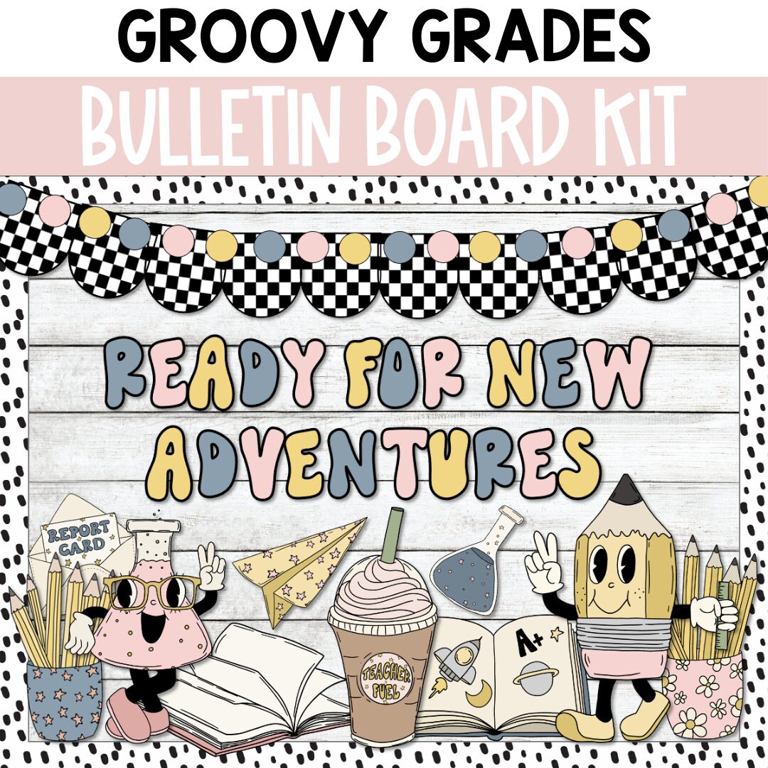 Retro Back to School Bulletin Board Decor, Rainbow Classroom Decor ...