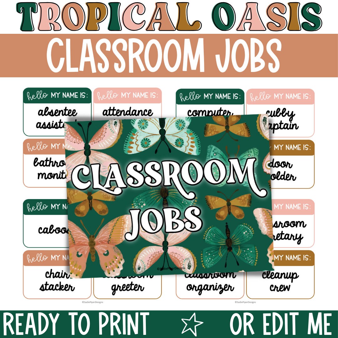 Editable Classroom Job Display, Tropical Classroom Decor, Classroom ...