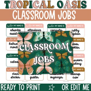 Editable Classroom Job Display, Tropical Classroom Decor, Classroom ...