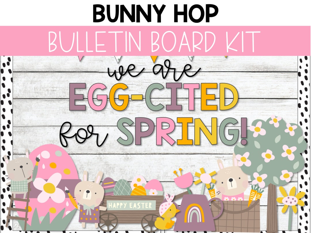 BUNNY HOP Easter Bulletin Board Kit, Spring Bulletin Board Kit ...