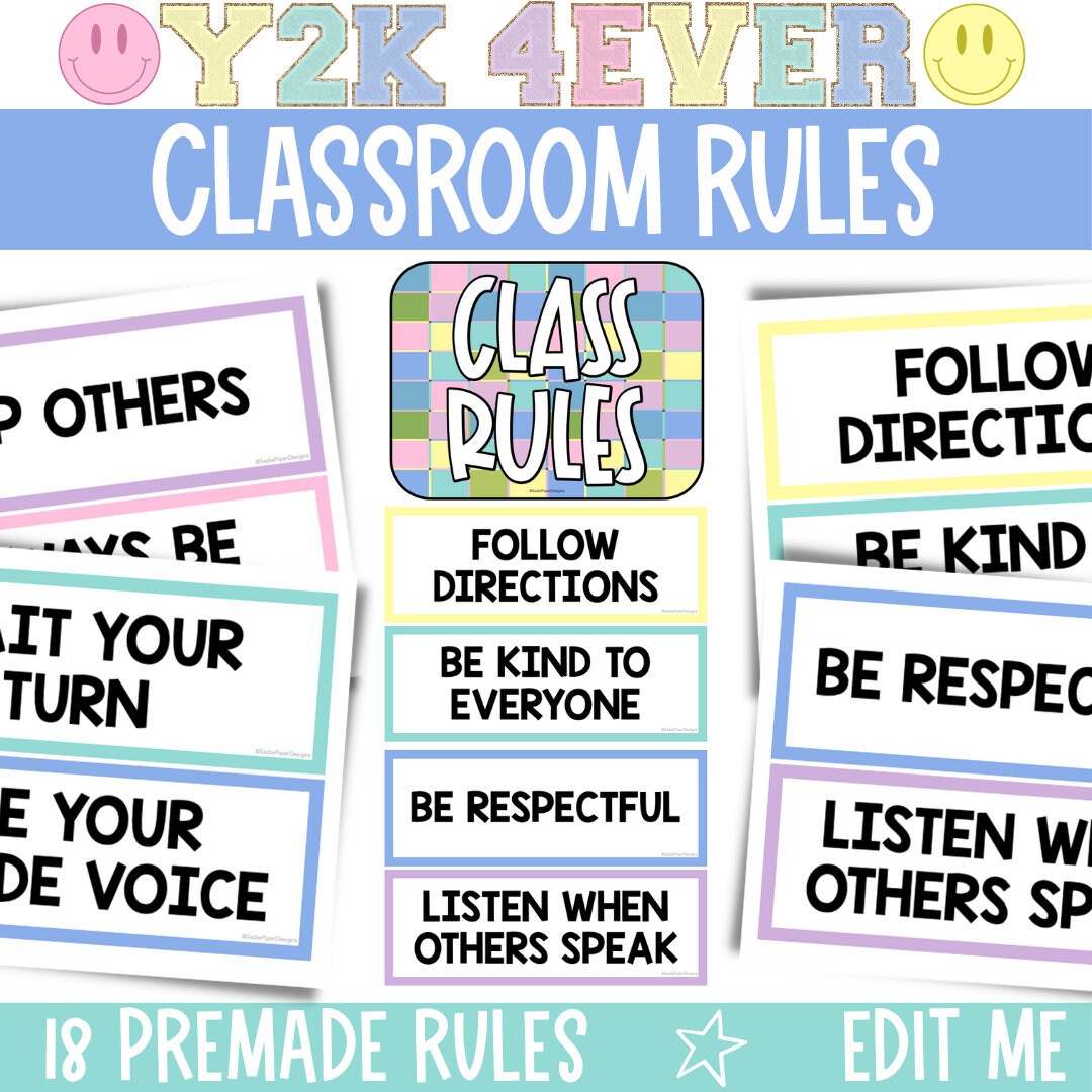 Retro Classroom Rules Display, Groovy Classroom Management Tools, Rule ...