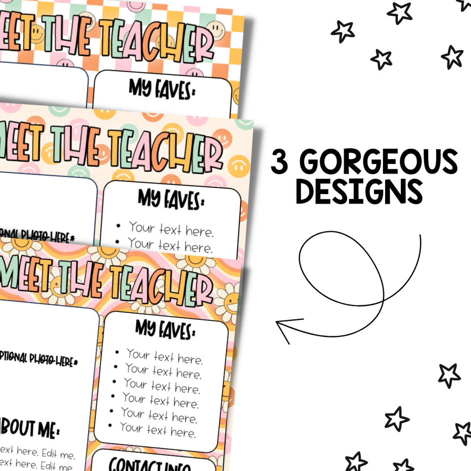 Retro Groovy Meet the Teacher Templates, Editable Meet the Teacher ...