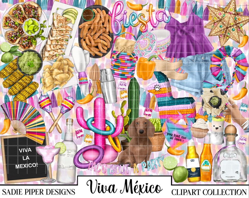 VIVA MEXICO Clipart Fiesta Clipart Cinco De Mayo Clipart - Etsy