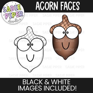 Acorn Faces Clipart, Acorn Clipart, Fall Clipart, Halloween Clipart ...