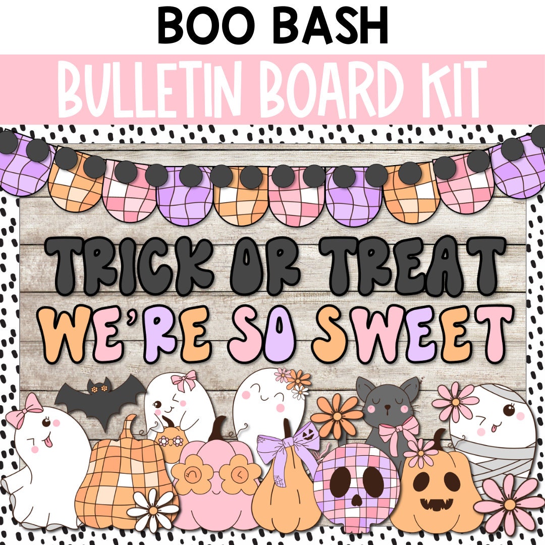 Halloween Bulletin Board Decor, Pink Halloween Bulletin Board ...