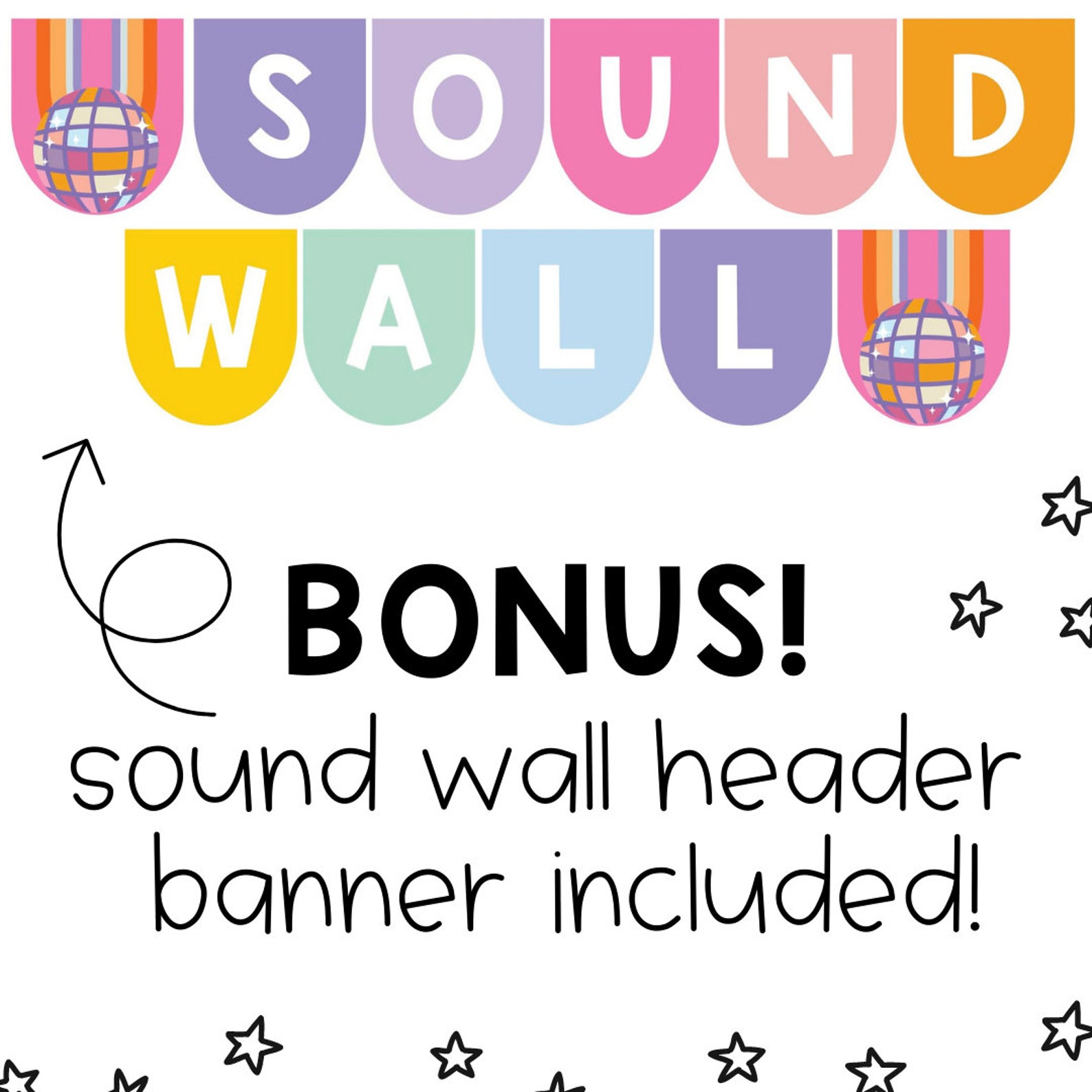 Editable Sound Wall Display for Classroom, Retro Sound Wall Display ...
