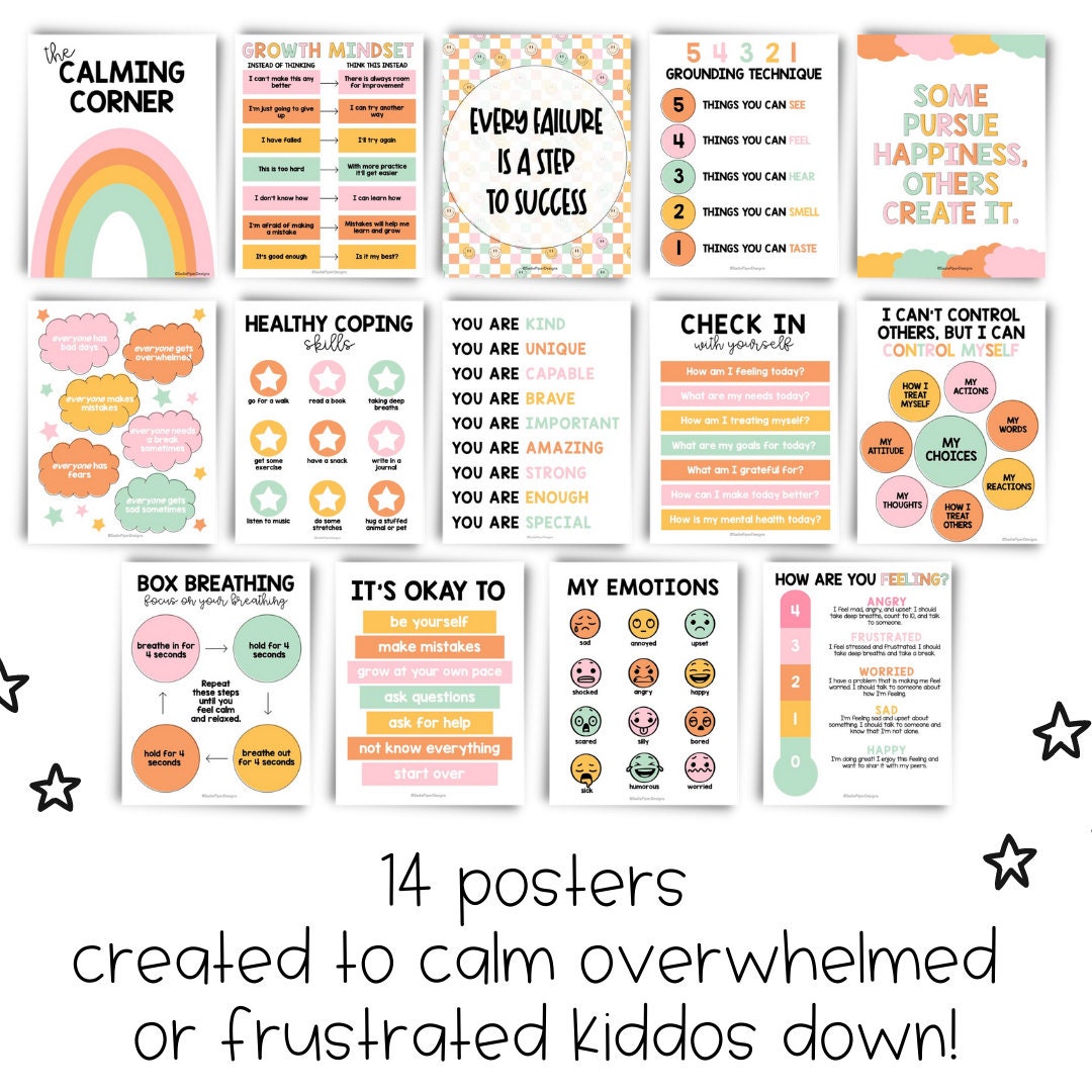 Calming Corner Classroom Retro Calm Down Printable Decor Wall Art ...