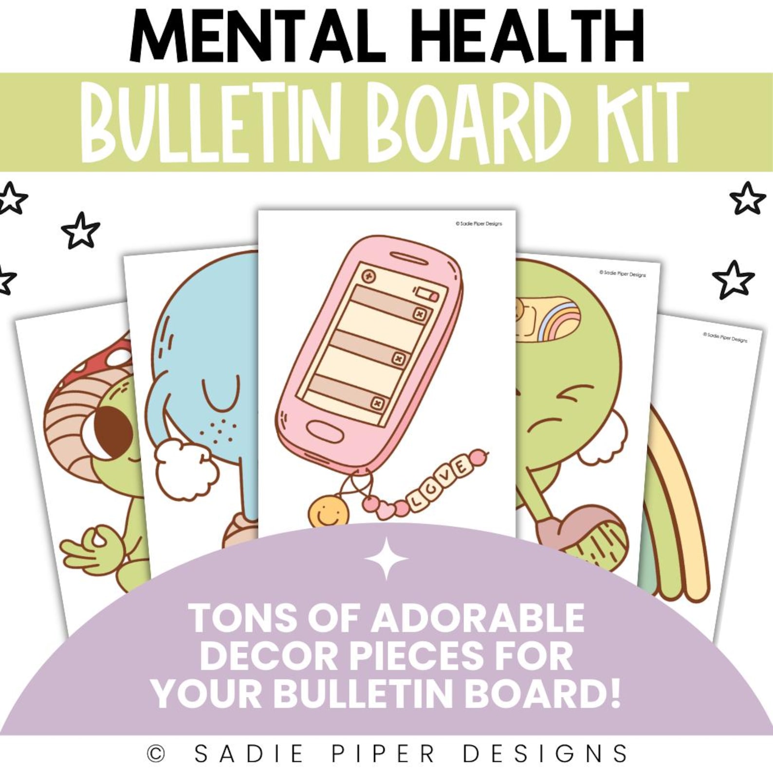 Retro Groovy Mental Health Awareness Bulletin Board Kit, Kindness ...