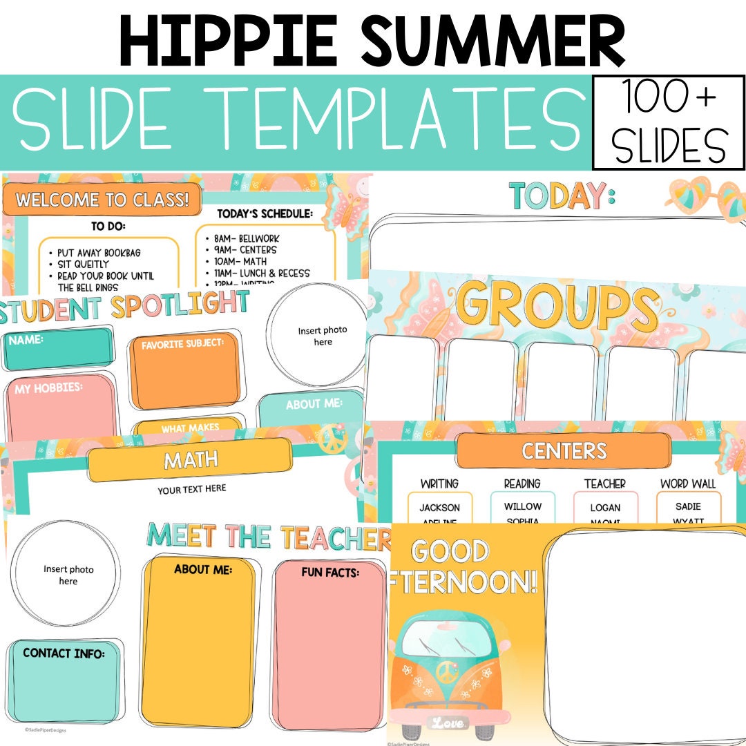 Retro Groovy Summer Slide Templates, End of Year Slides, Classroom ...