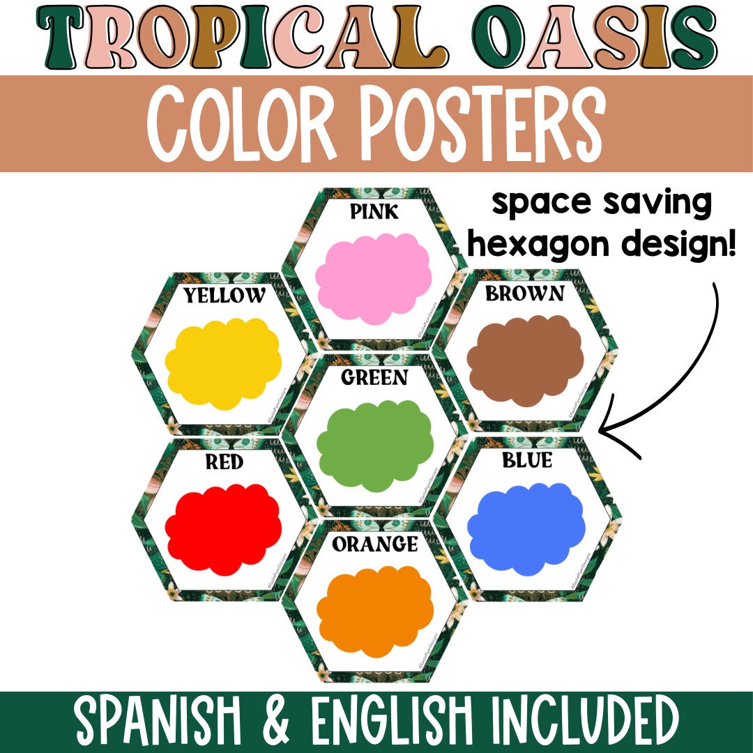 Color Posters for Classroom, Spanish Color Posters for Classroom, Dual ...