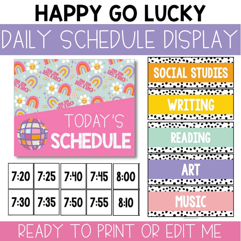 Editable Daily Schedule Display for Classroom, Daily Schedule Cards ...